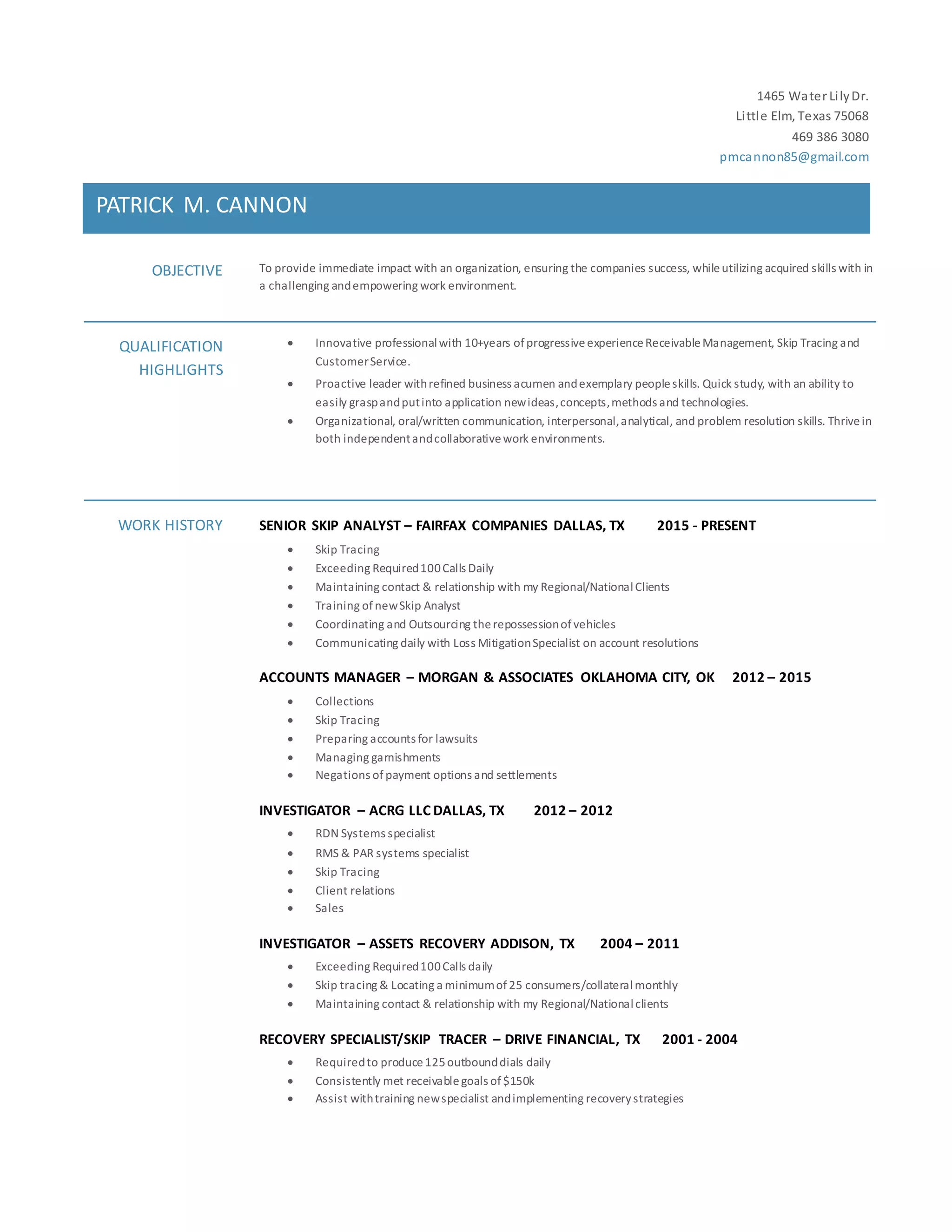 Patrick resume | DOCX