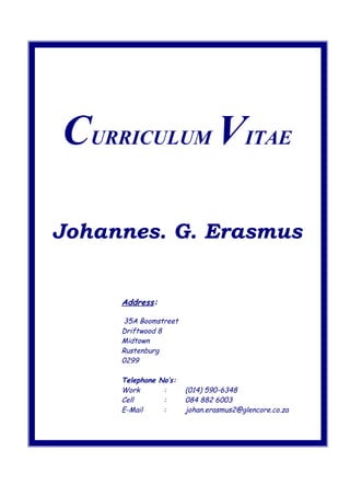 Curriculum Vitae Cover Page