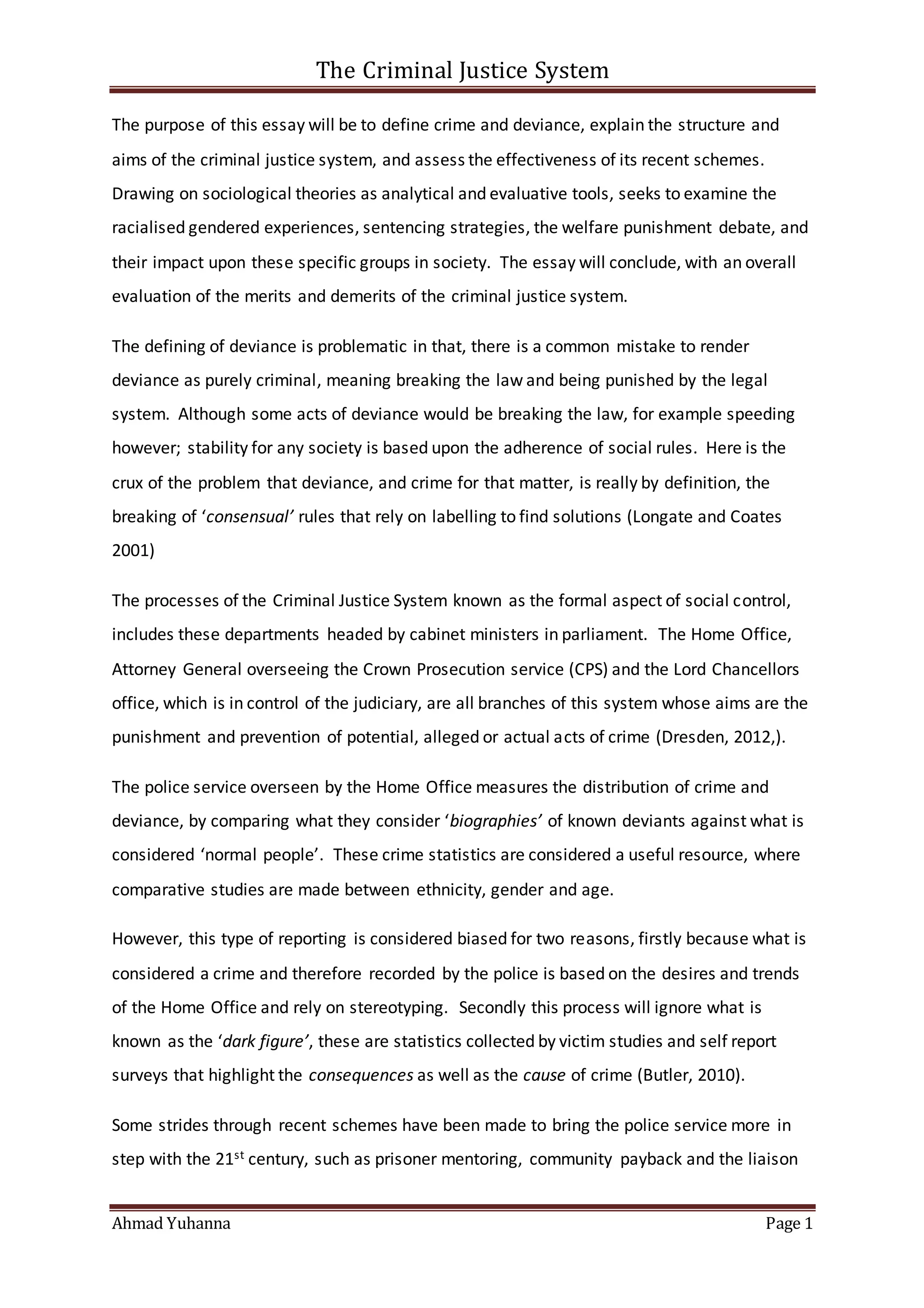 Criminal Justice System assignment | DOCX