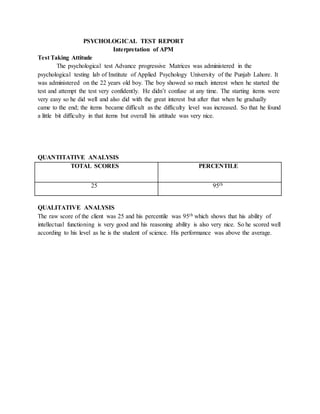 All Reports Psychological Testing and Assessment | DOCX