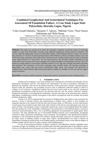 Combined Geophysical And Geotechnical Techniques For Assessment Of ...