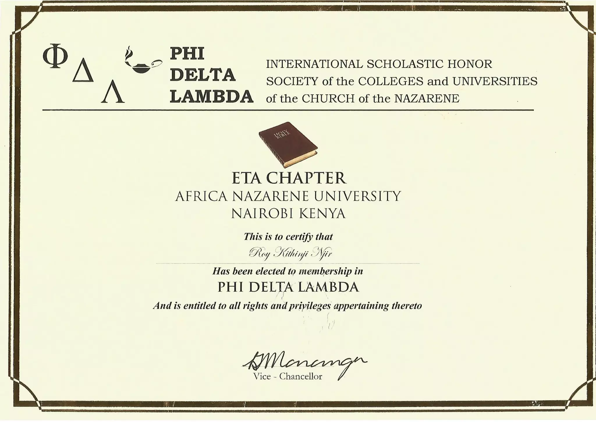ANU Phi Delta Lambda Certificate | PPT