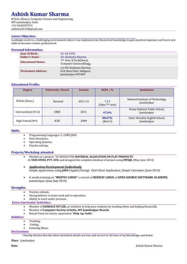 ASHISH_KUMAR_SHARMA_NIT_JAMSHEDPUR_513 | PDF | Programming Languages | Computing