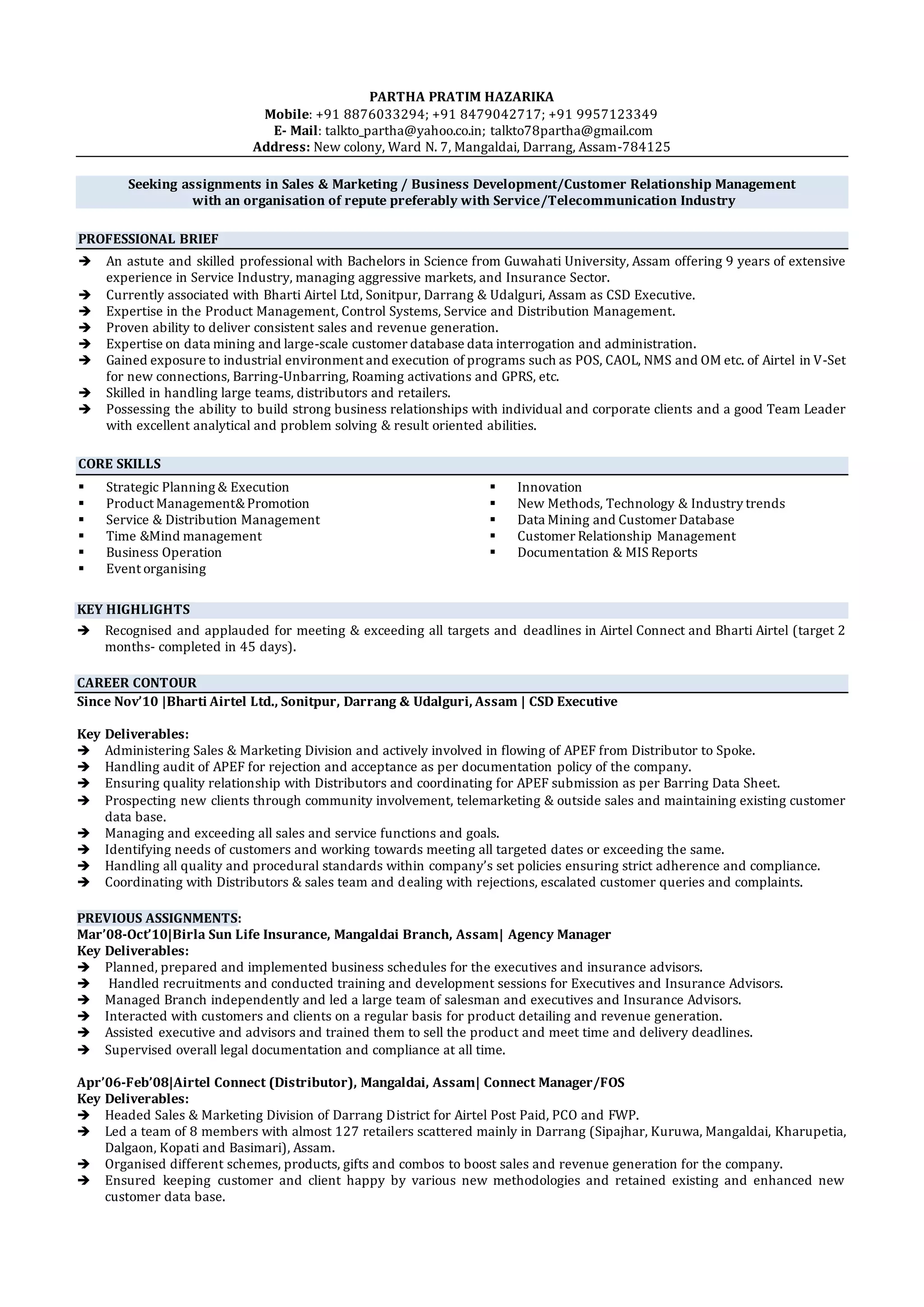 Parthapratim Rusume | DOCX