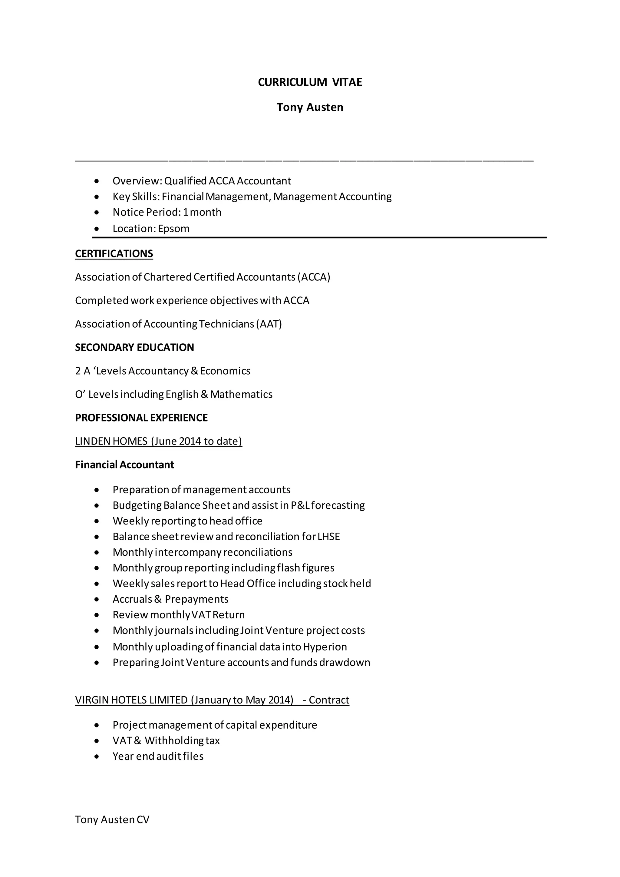 Tony CV 200116 | PDF