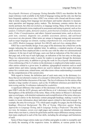 Language Testing- An Encyclopedic Dictionary of Language Testing, 5th ...