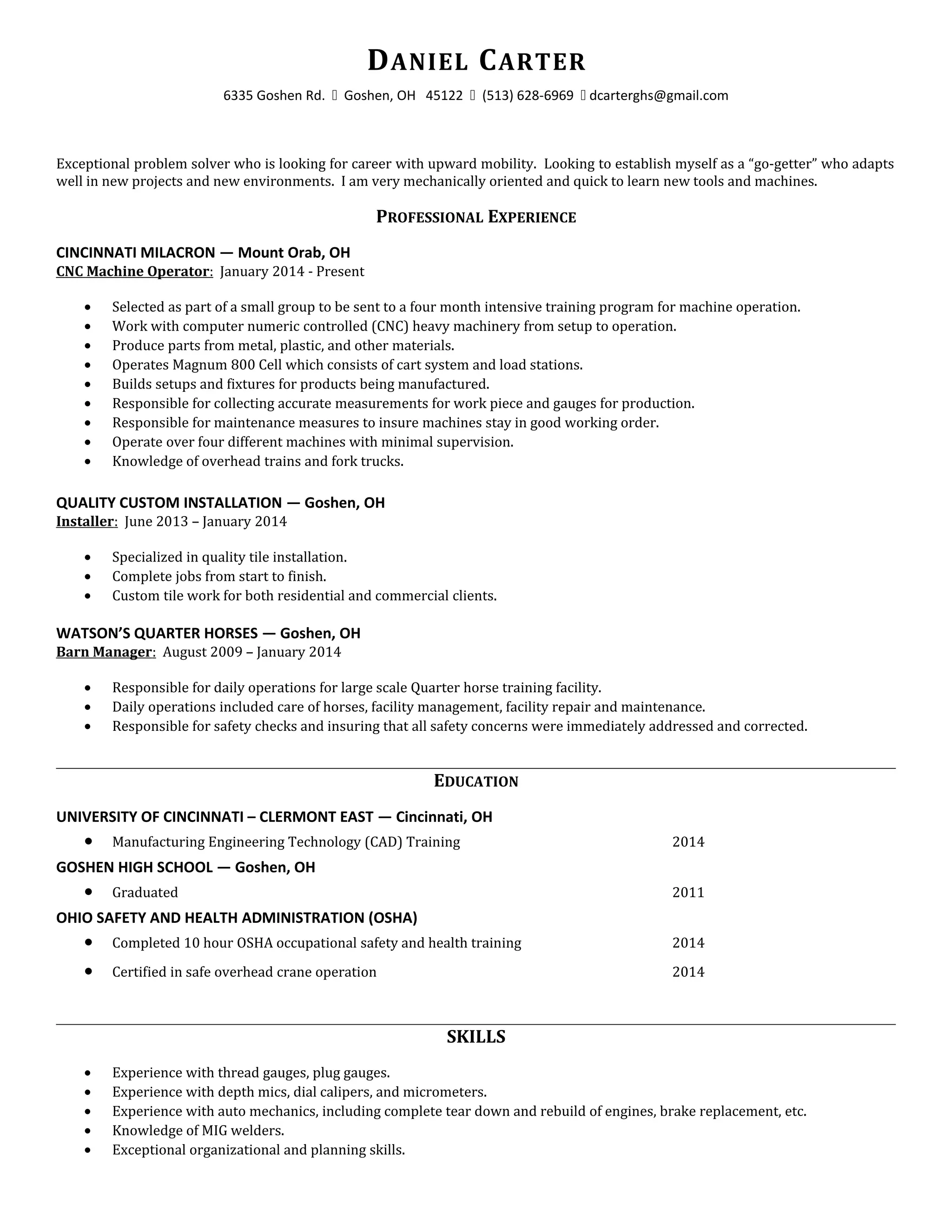 Daniel Carter Resume | DOC