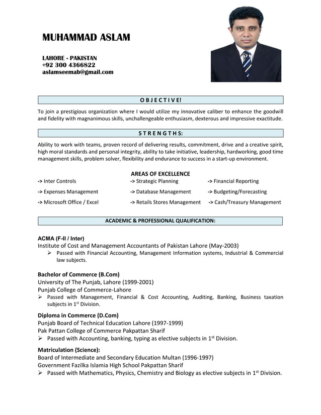 RESUME -Muhammad Aslam | PDF