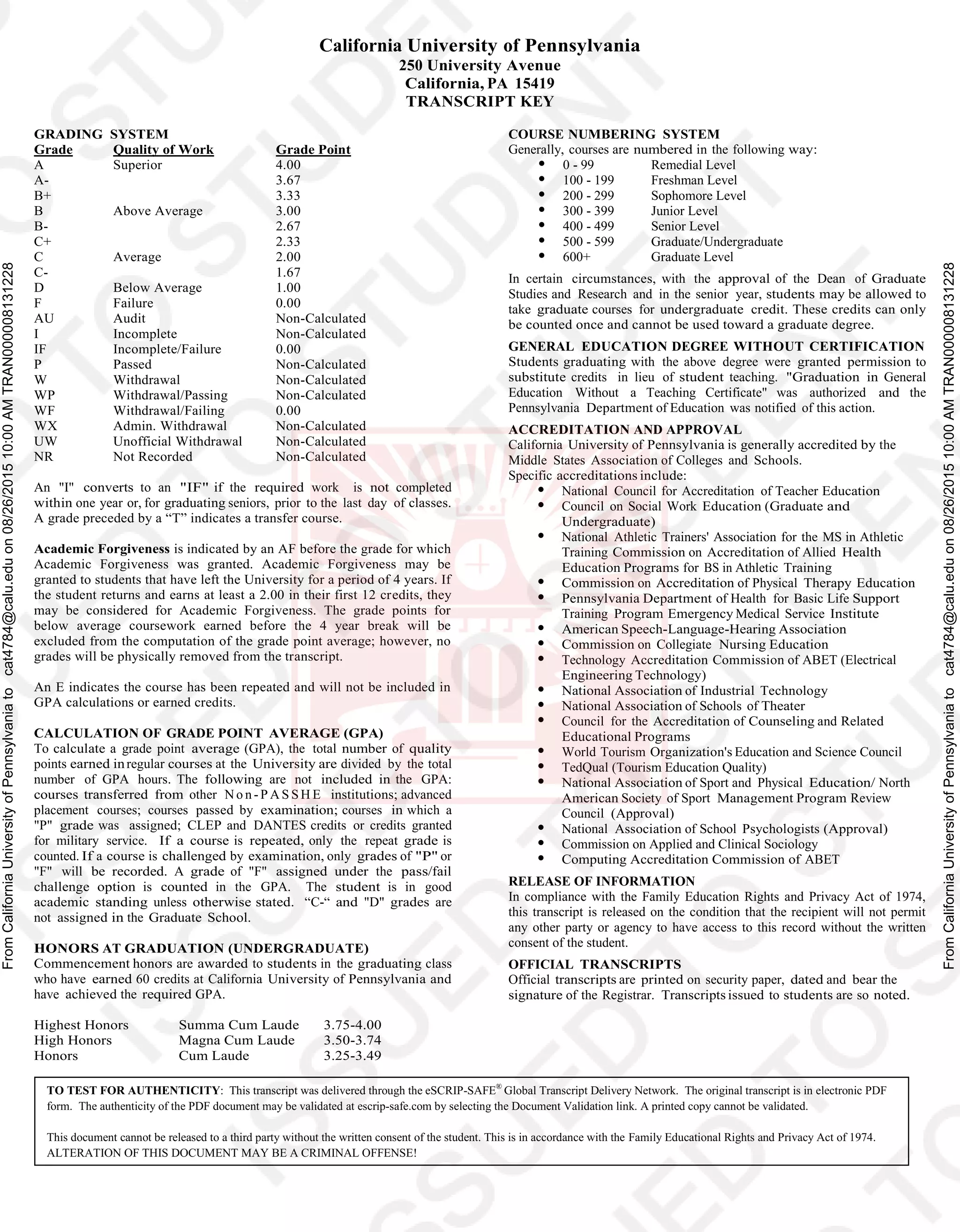 Cal U completed-transcript | PDF