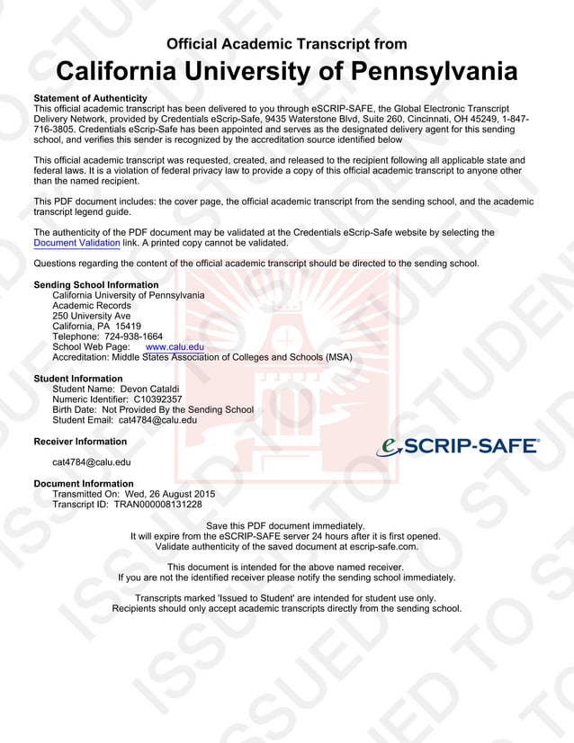 Cal U completed-transcript | PDF