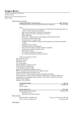 Resume Corey Dunn 2015 | PDF