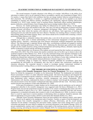 Teachers' Instructional Workload Management and Its Impact on Teaching Efficacy | PDF