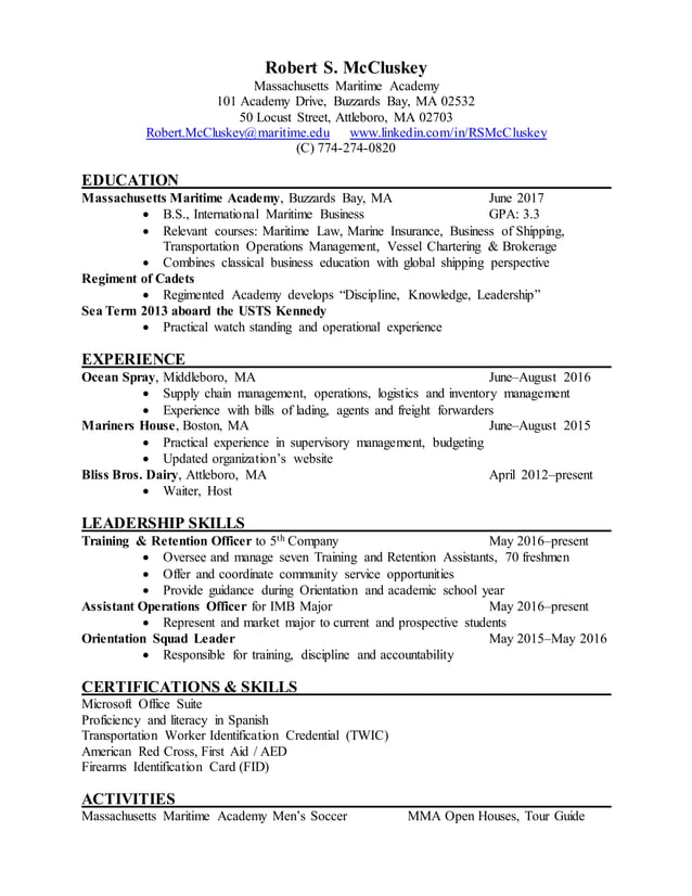 Robert S McCluskey Resume | PDF
