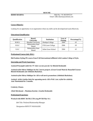 RESUME-ridhi | PDF