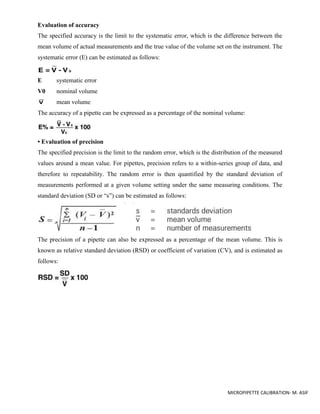 Pipette Calibration Worksheet & Guidelines -M. Asif | PDF