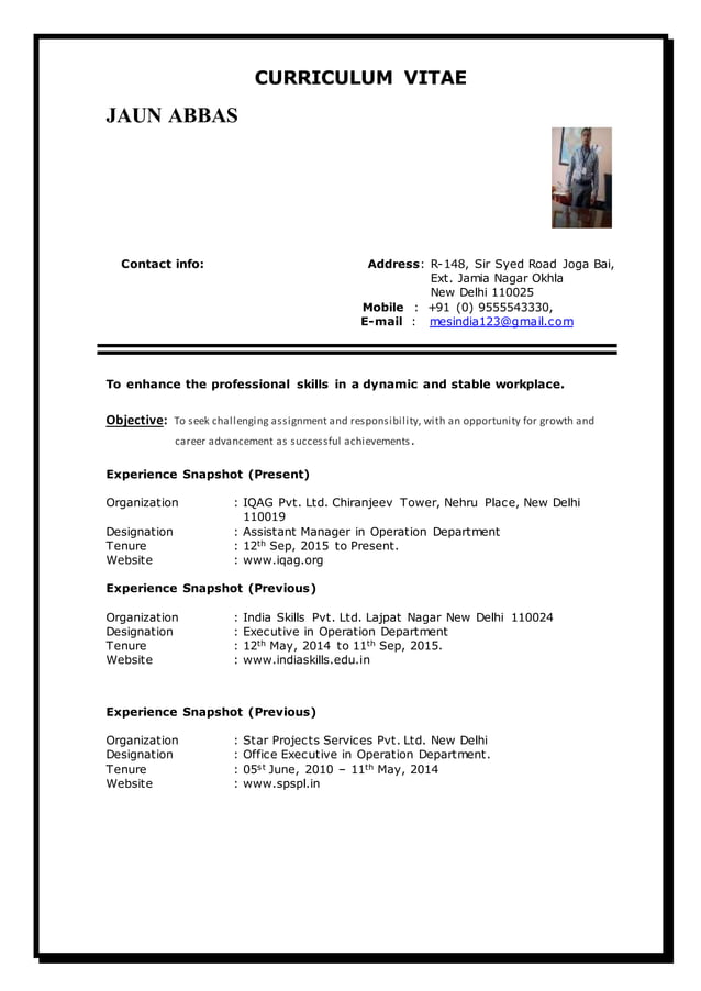 Resume of Jaun Abbas | DOCX