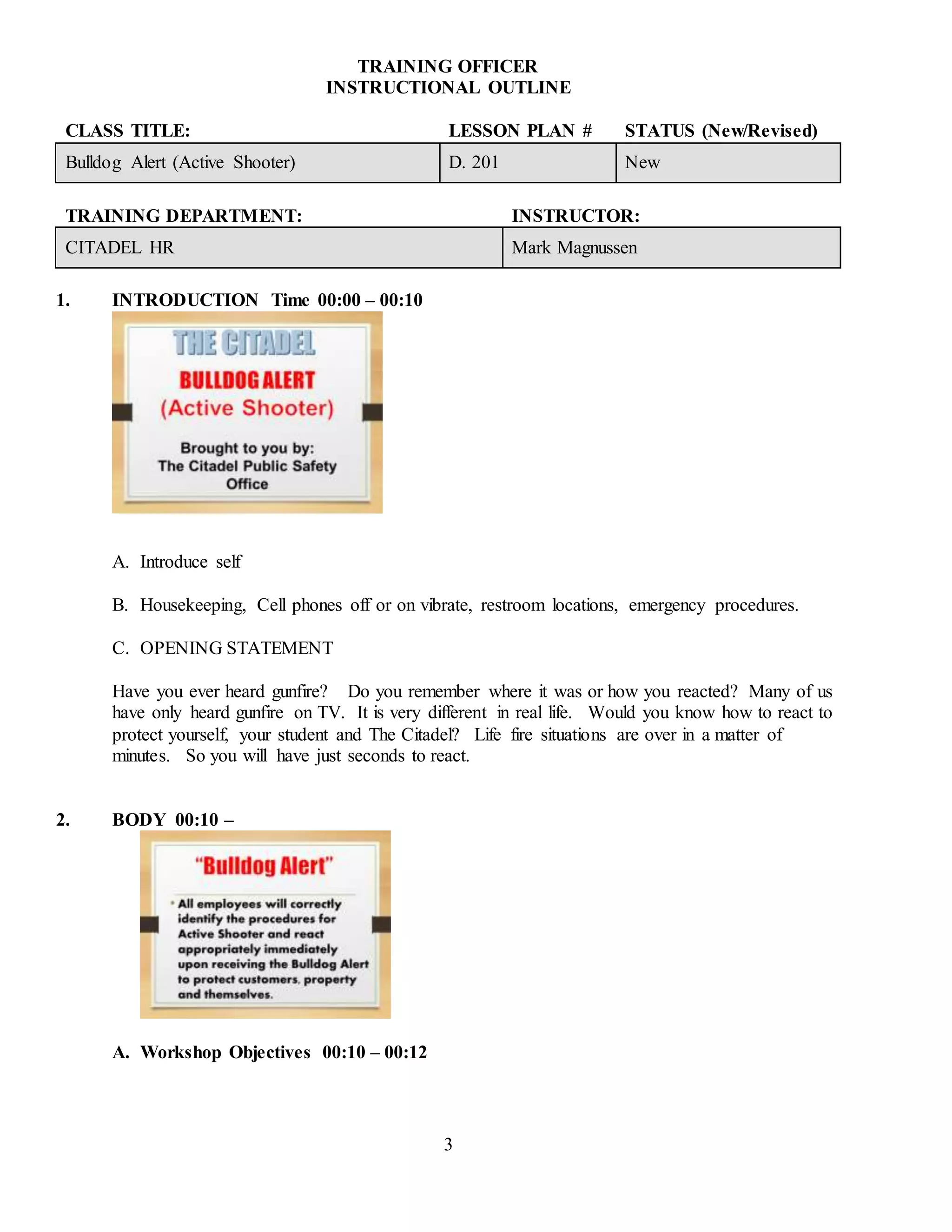 Bulldog Active Shooter Lesson Plan D.201
