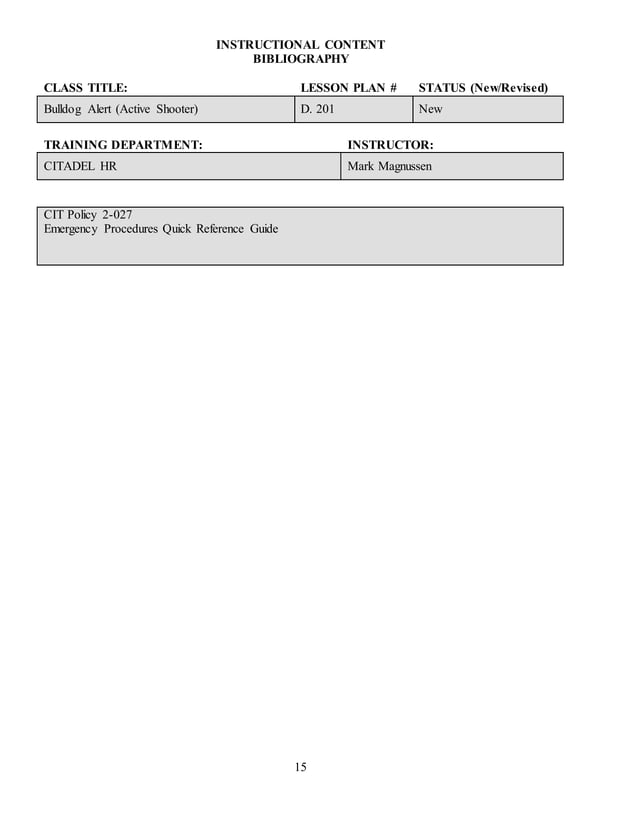 Bulldog Active Shooter Lesson Plan D.201
