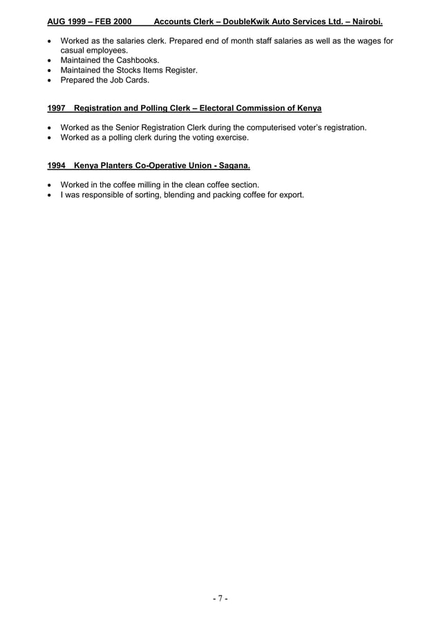 Ken Mutugi Detailed CV | PDF