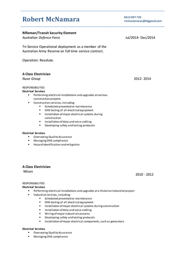 Robert McNamara Resume 2015 | DOCX