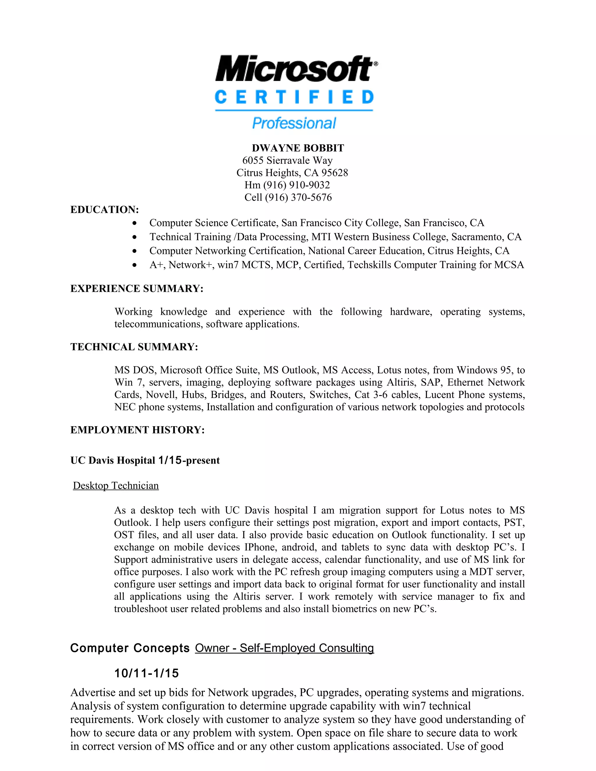 dwayne's resume 6 | DOC