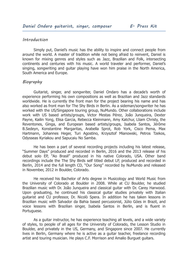 Daniel Ondaro Press Text | PDF