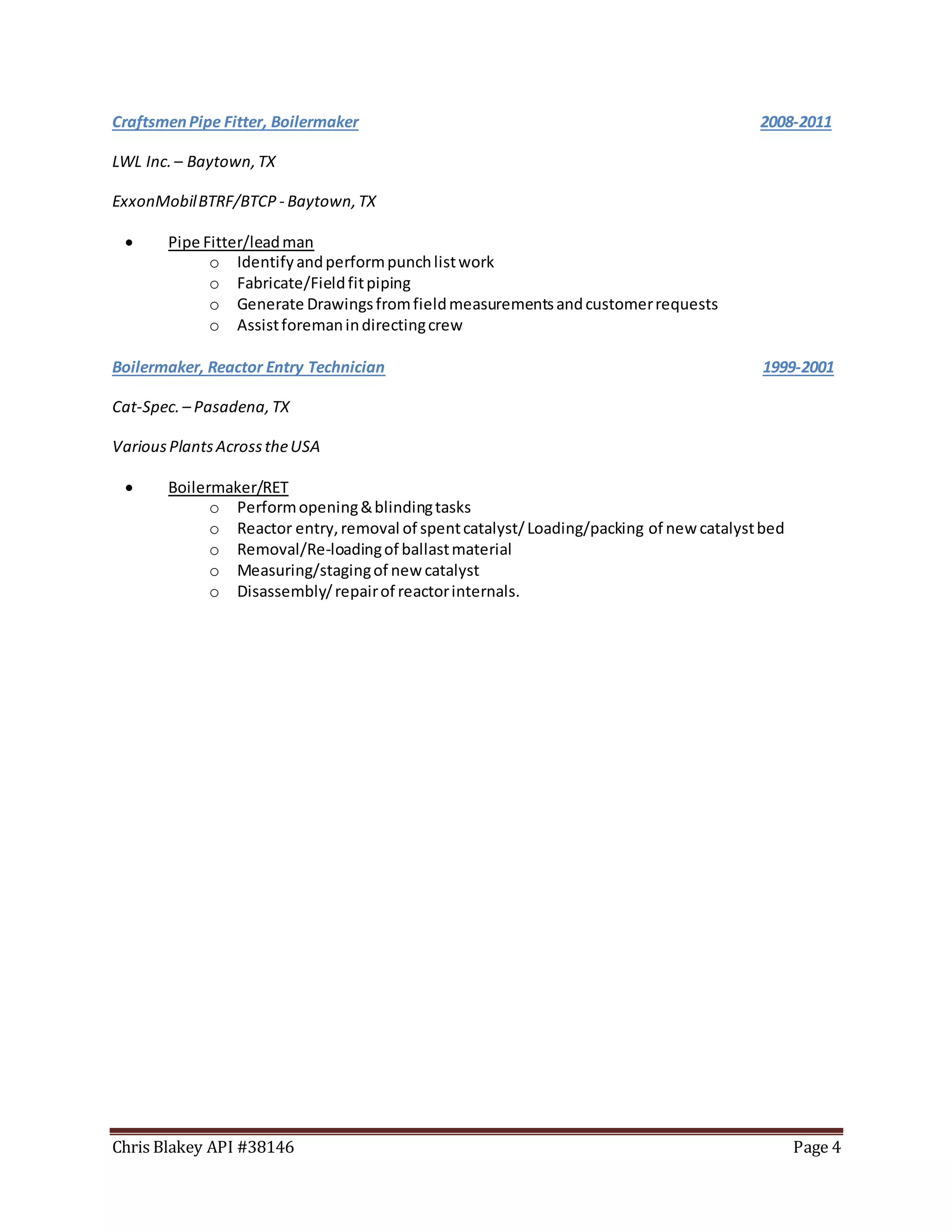 Chris Blakey API Resume | DOCX