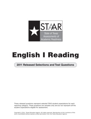 STARR_English I_2011 Released Test | PDF