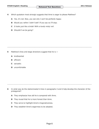 STARR_English I_2011 Released Test | PDF