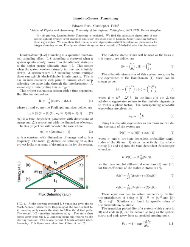 landau-zener-tunneling | PDF | Chemistry | Science
