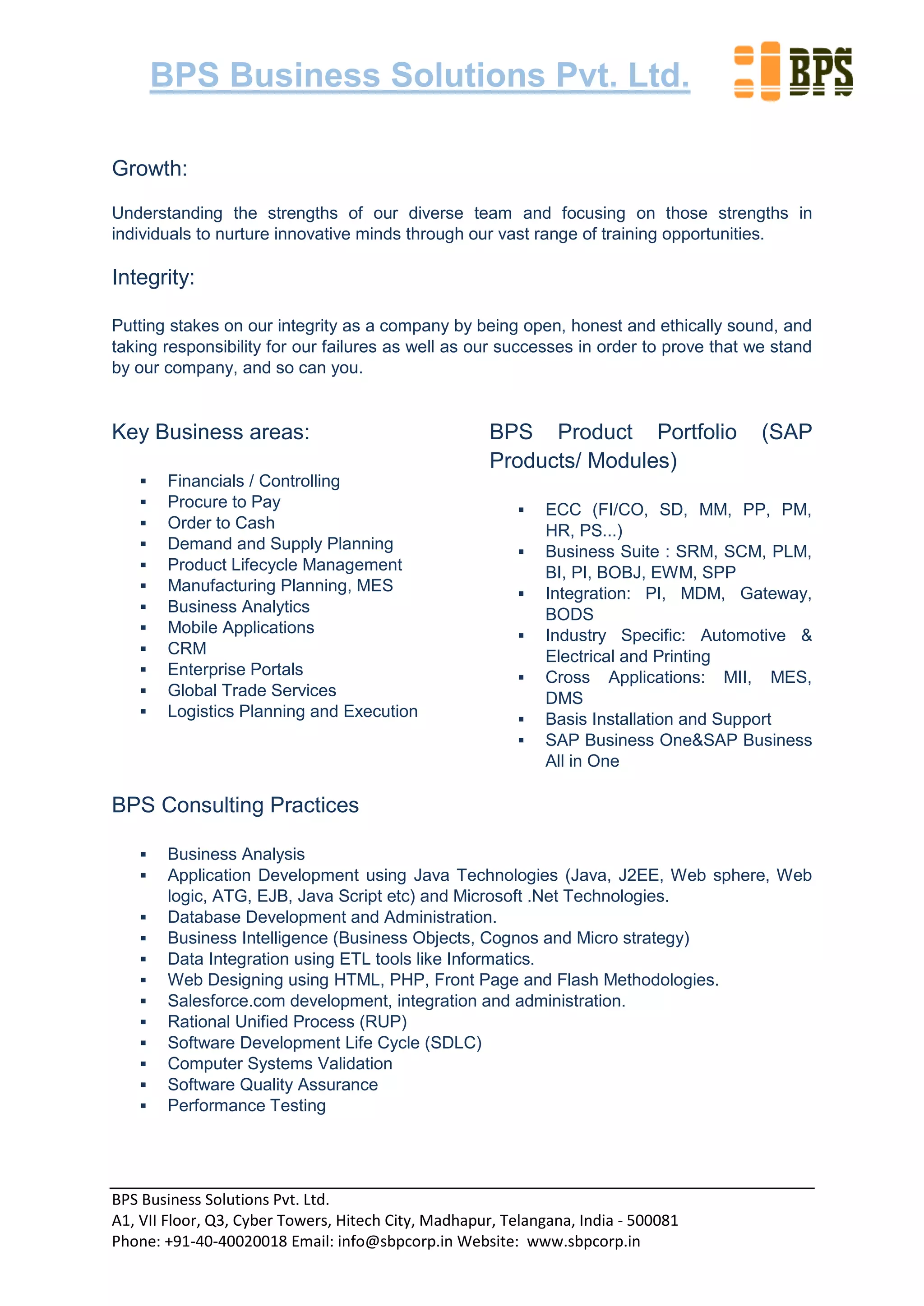 BPS Business Solutions Profile | PDF