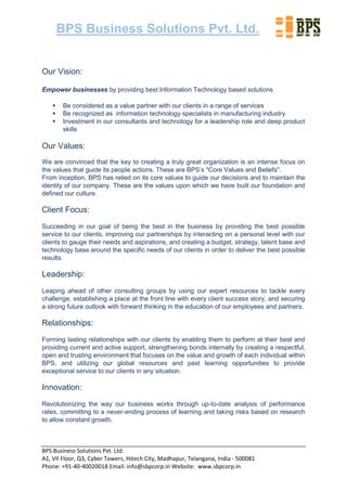 BPS Business Solutions Profile | PDF