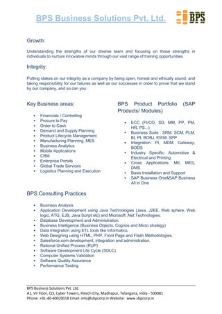 BPS Business Solutions Profile | PDF