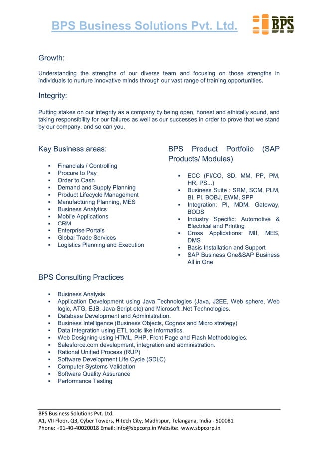 BPS Business Solutions Profile | PDF