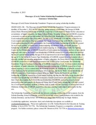 Press Release Scholarship Announcement 2015 | PDF