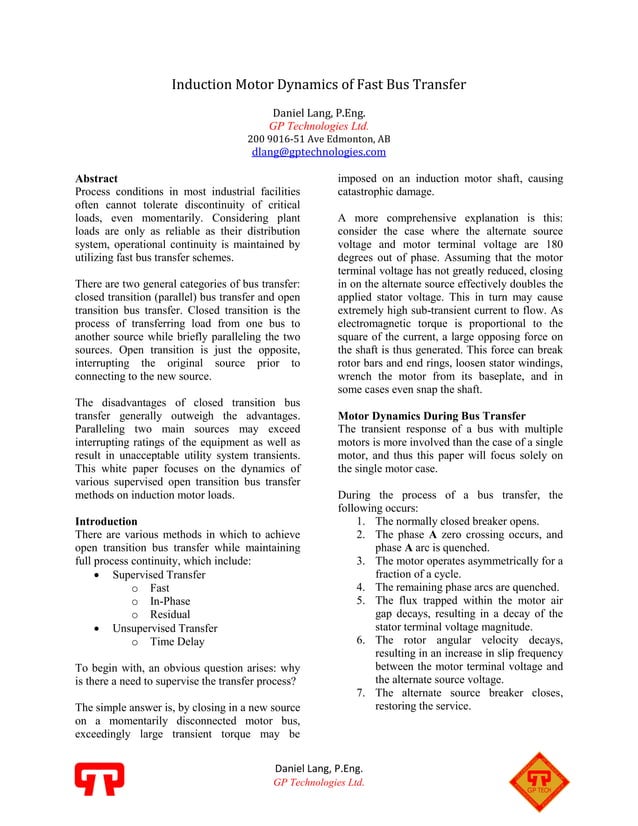 White Paper_Induction Motor Dynamics of Fast Bus Transfer_Rev0_26 Dec ...
