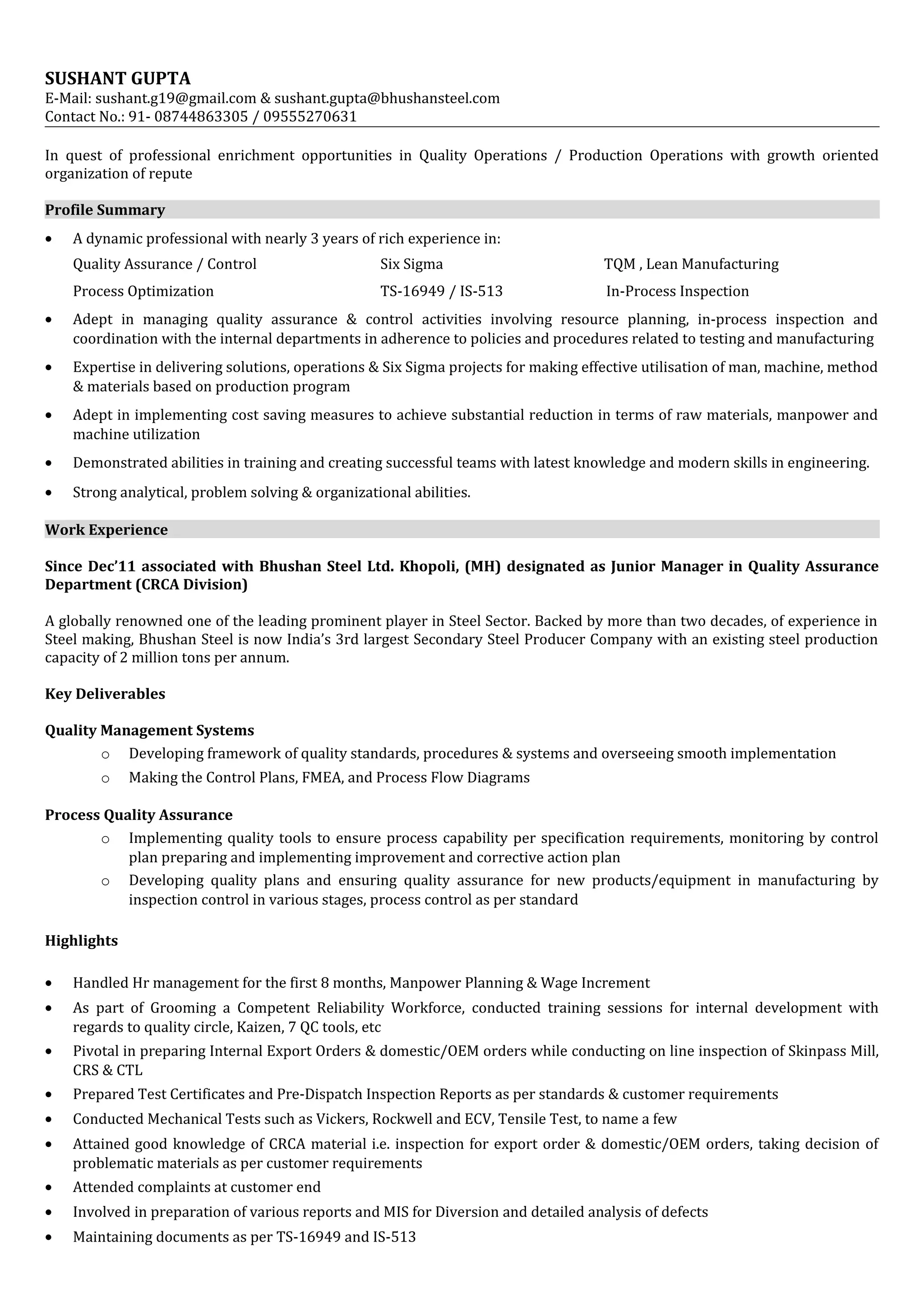Resume_sushant (2) | PDF