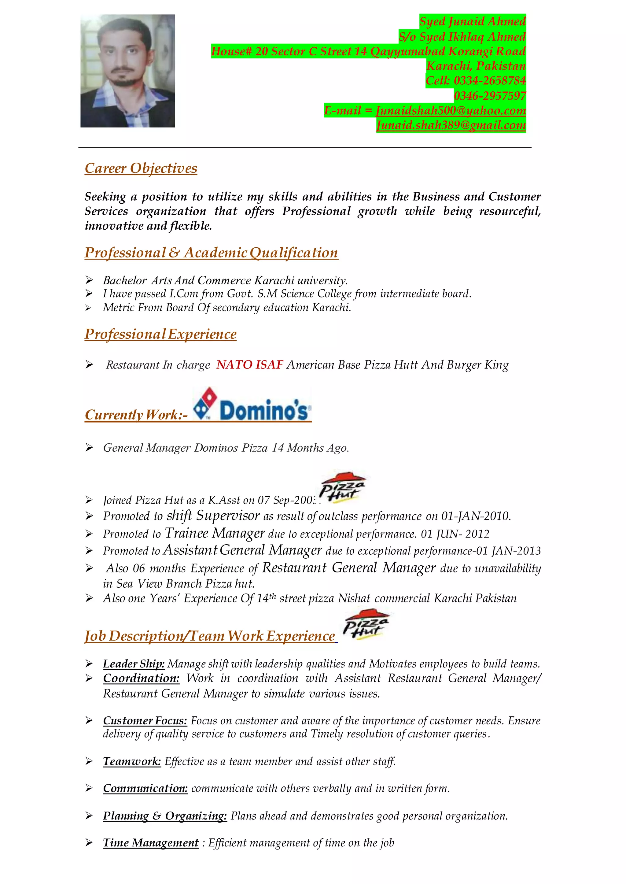 CV JUNAID SHAH | DOCX