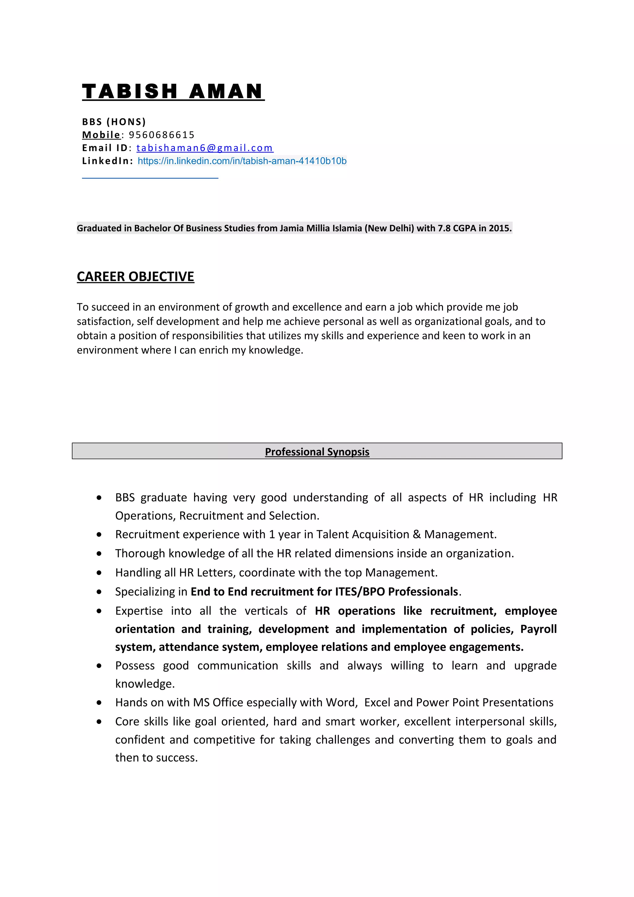 TabishAmanResume | PDF