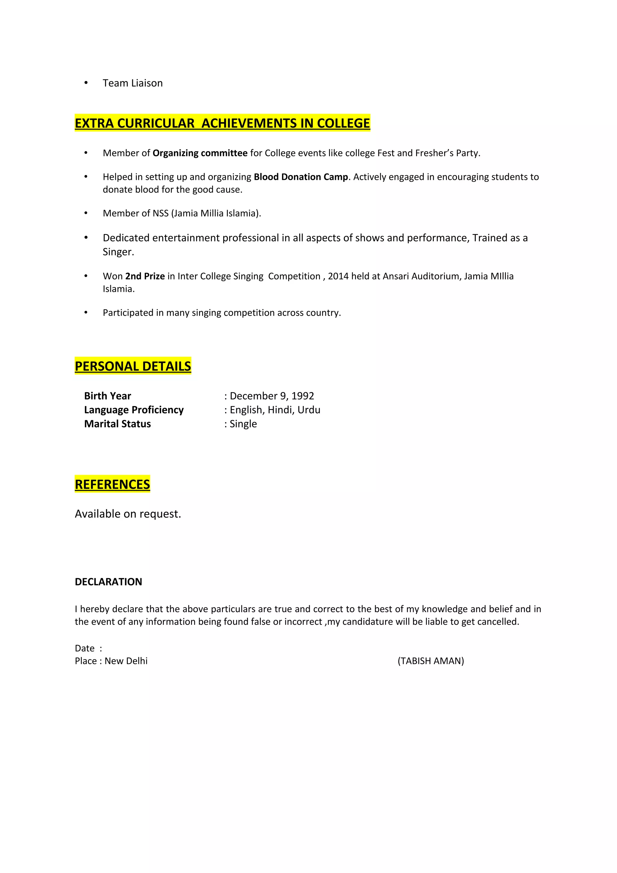 TabishAmanResume | PDF