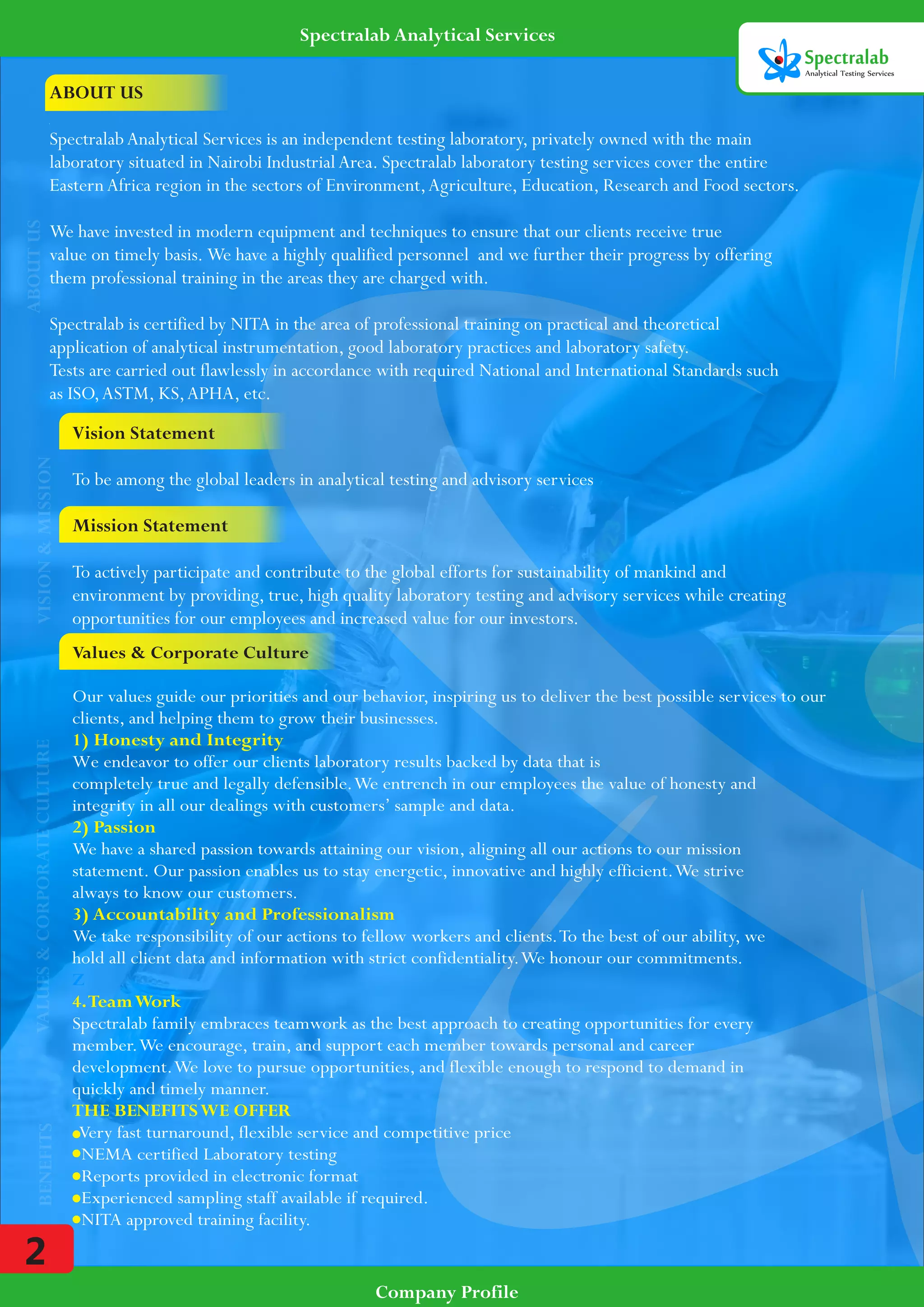 Company Profile - spectralab Analytical services | PDF
