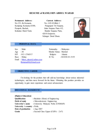 RESUME RAMLI ABD WAHAB | DOCX