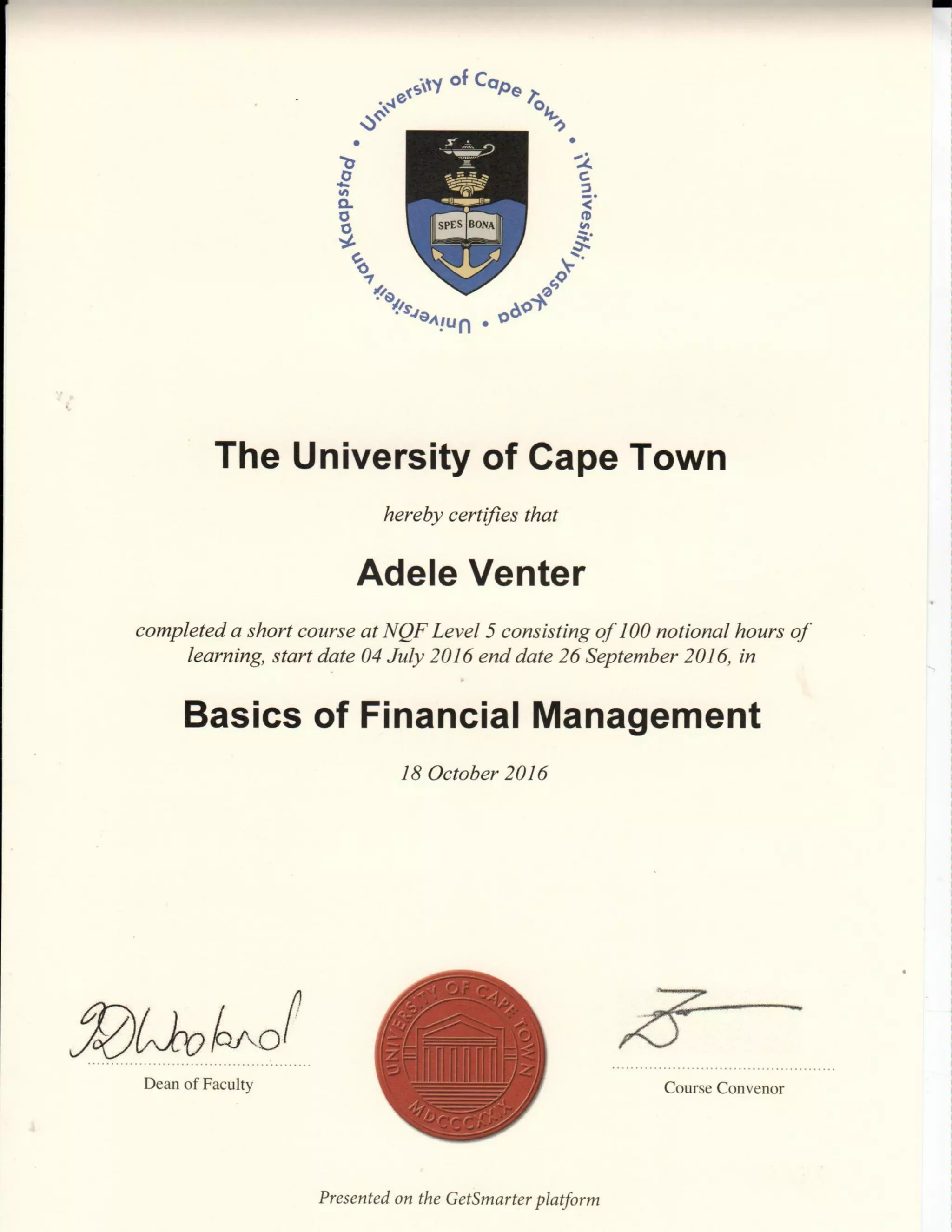 UCT Basics of Financial Management | PDF