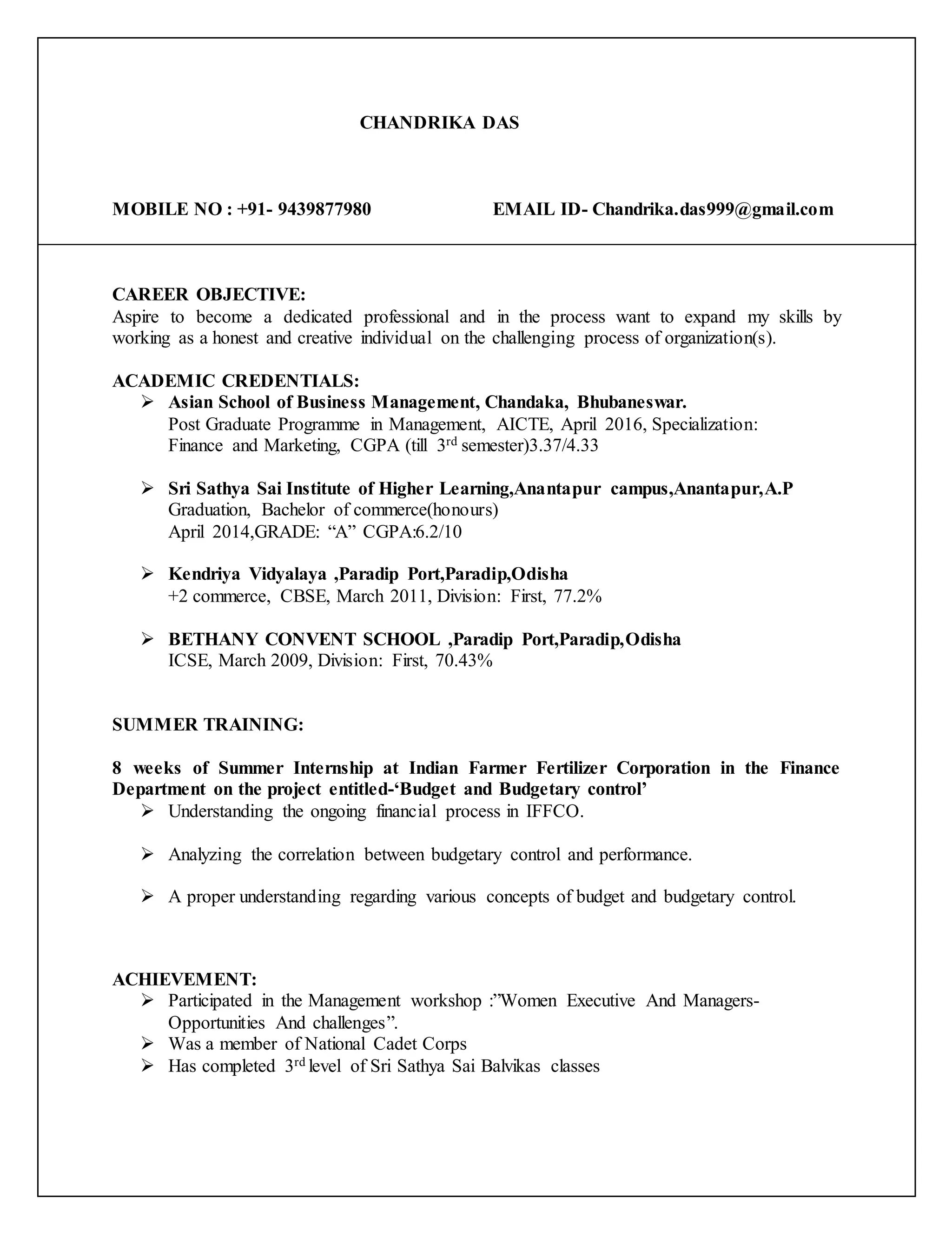 chandrika resume | DOCX