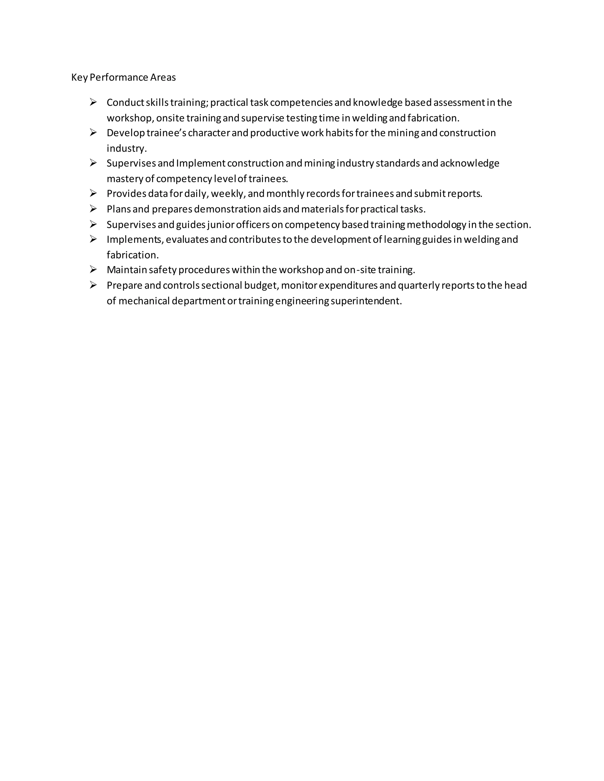 Key Performance Areas | PDF