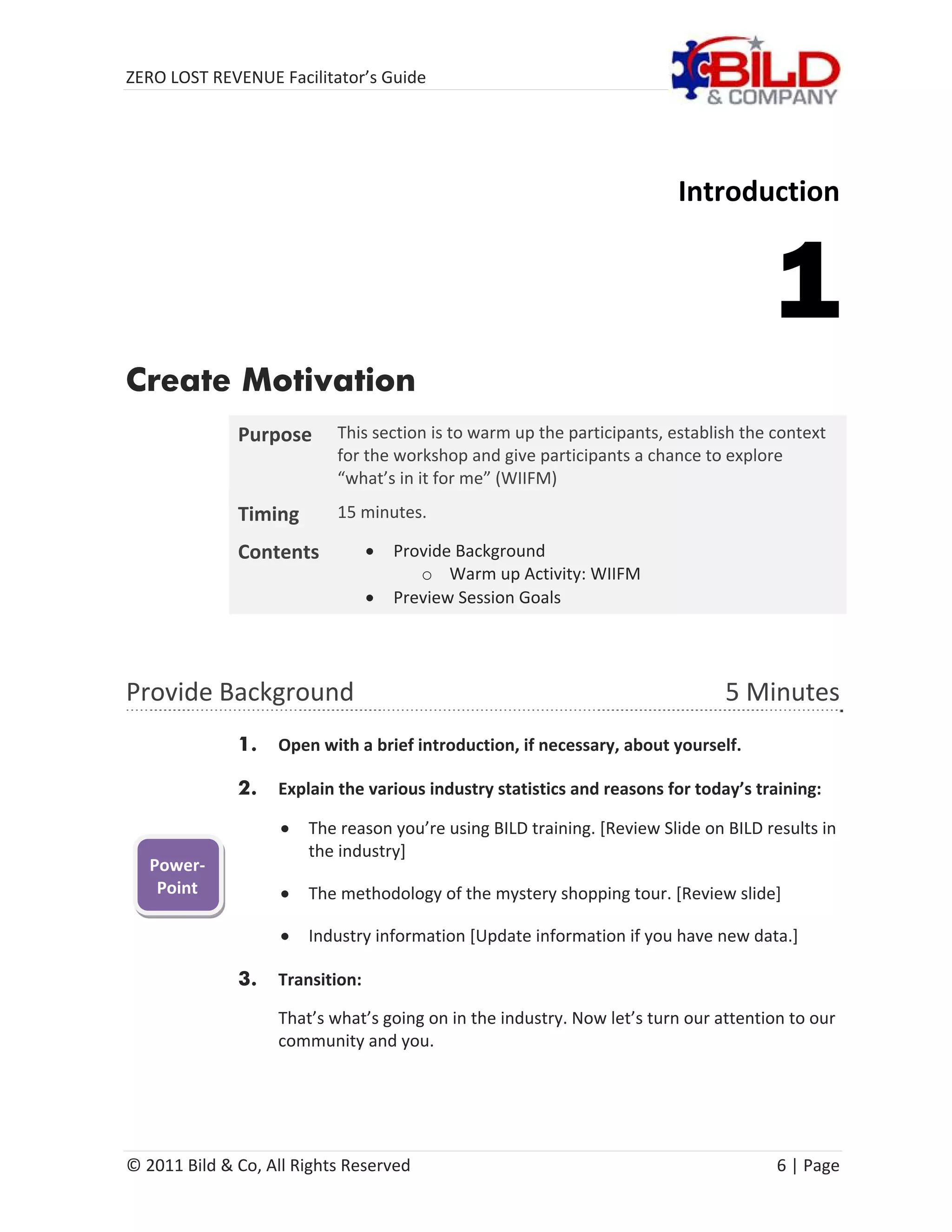 BILD Facilitator Guide sample | PDF