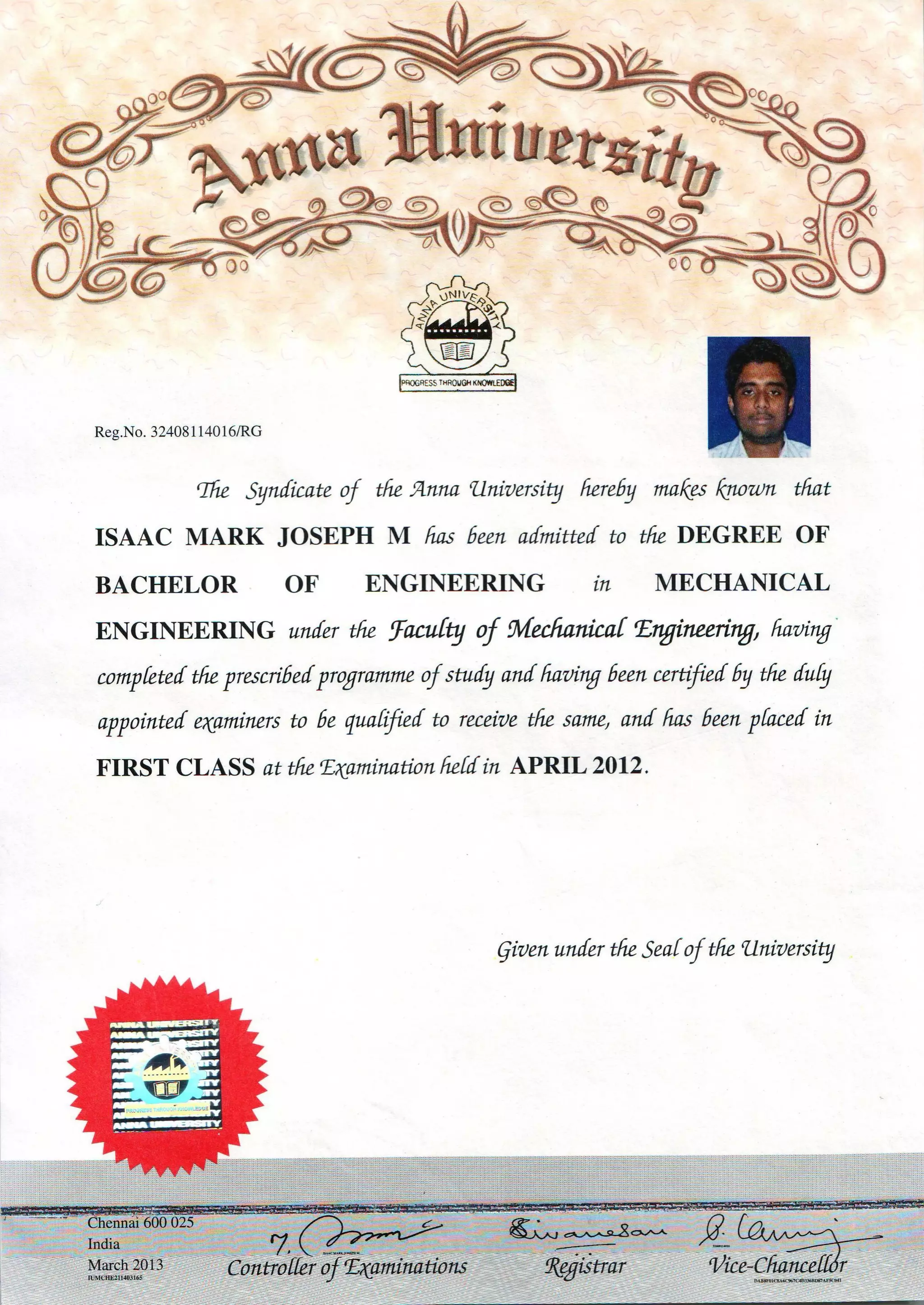 B.E Certificate | PDF