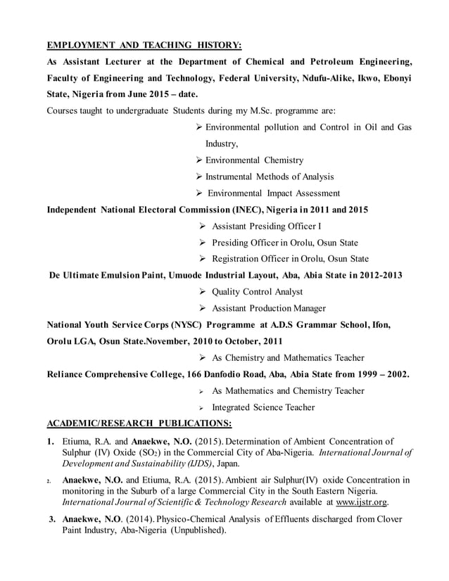 Nicholas Anaekwe's CV | PDF