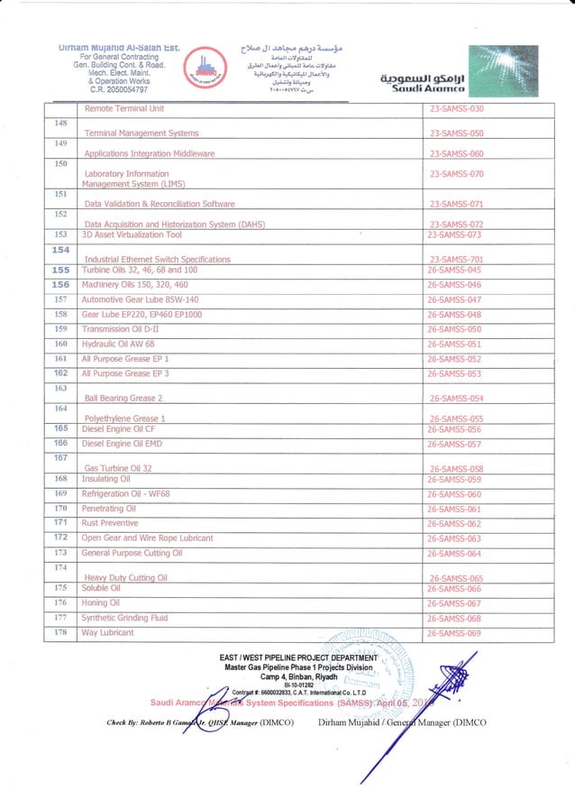 Saudi Aramco Material System Specifications (SAMSS) 6 | PDF