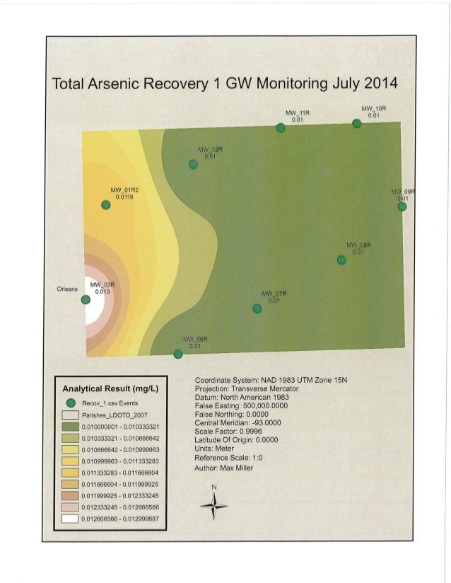 Max Miller Sample Isoconcentration Map for Recovery 1 Landfill Data